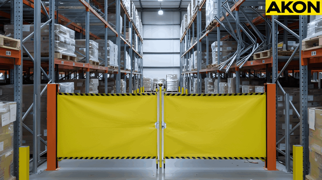 Warehouse Pallet Racking Safety: Retractable Fence Barriers for Damaged ...